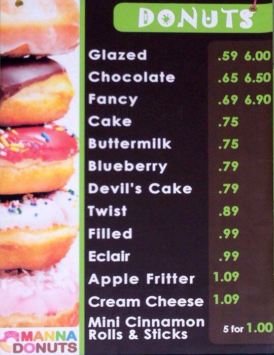 Menu at Manna Donut Hulen, Fort Worth, S Hulen St