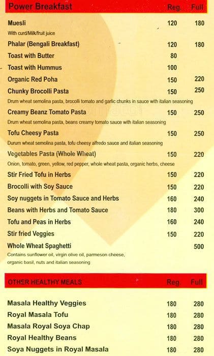 Menu at Restro Nutri, New Delhi