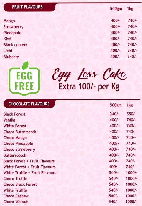 Menu at City Bakery & Confectionery, Chennai