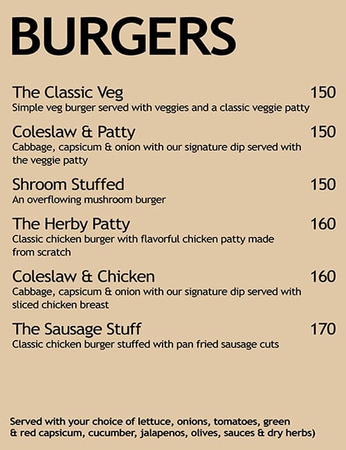 Menu at ISAI - The Art Café, Chennai