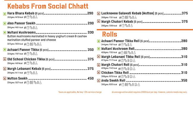 Menu at Wagle Estate SOCIAL, Thane