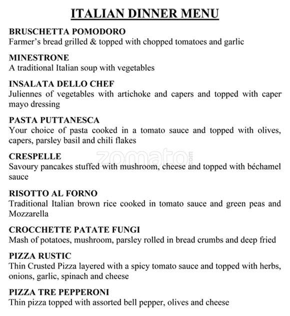 Menu at The Explorer, Dubai