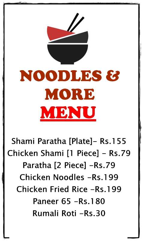 Menu of Noodles & More, Malakpet, Hyderabad