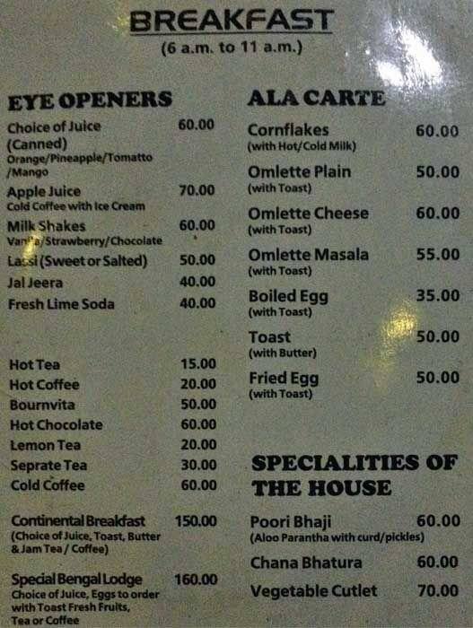 Hotel Bengal Lodge Bar & Restaurant Menu - Zomato