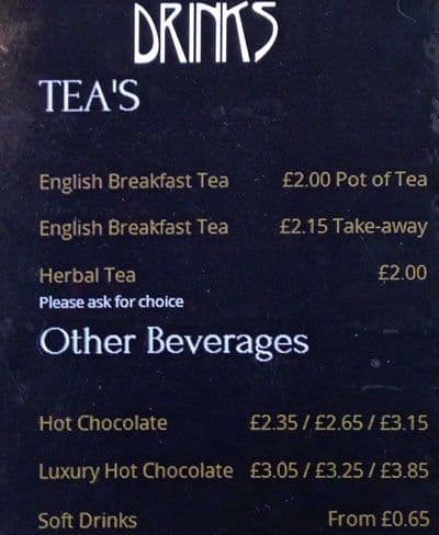 Menu at The Prohibition Lounge cafe, Romford