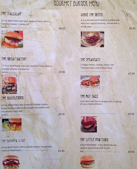 Menu at The Prohibition Lounge cafe, Romford