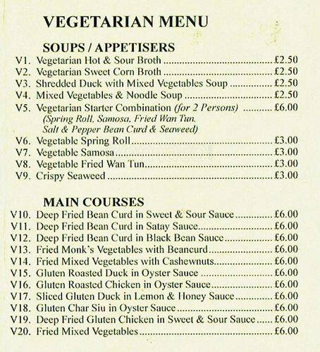 Menu at China City restaurant, Manchester, 56 Faulkner St