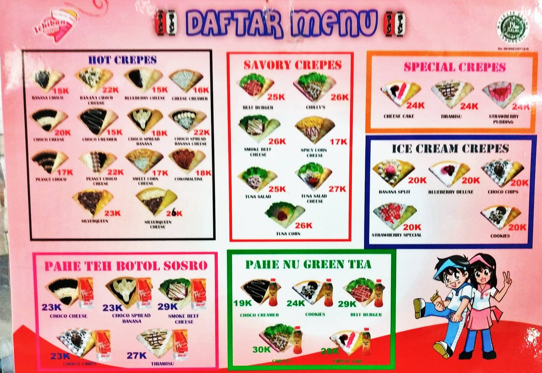 Menu at Ichiban crepes restaurant, Depok, Depok mall