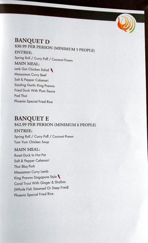 Menu at Phoenix Garden Restaurant, Mackay