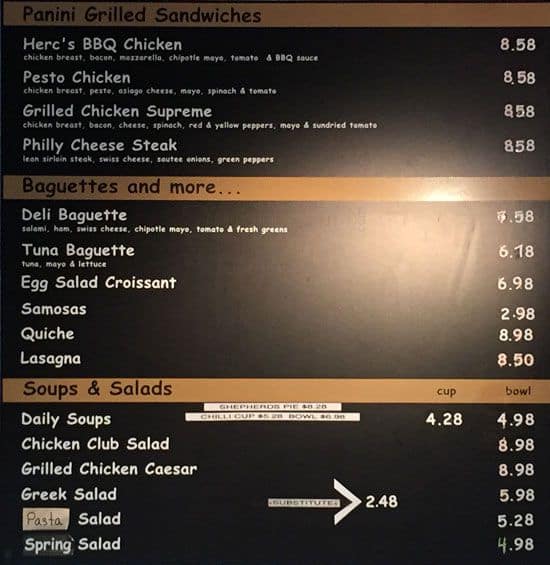 Carta de Puccino's Coffee Bar, Surrey