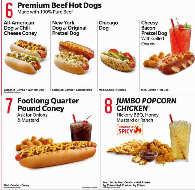 Menu at Sonic Drive-In fast food, Mansfield, E Broad St