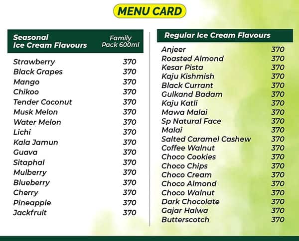 Menu of Natural Fresh Ice Cream, Badlapur, Thane