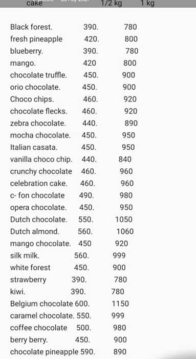 Menu of Cake Club, Nerul, Navi Mumbai