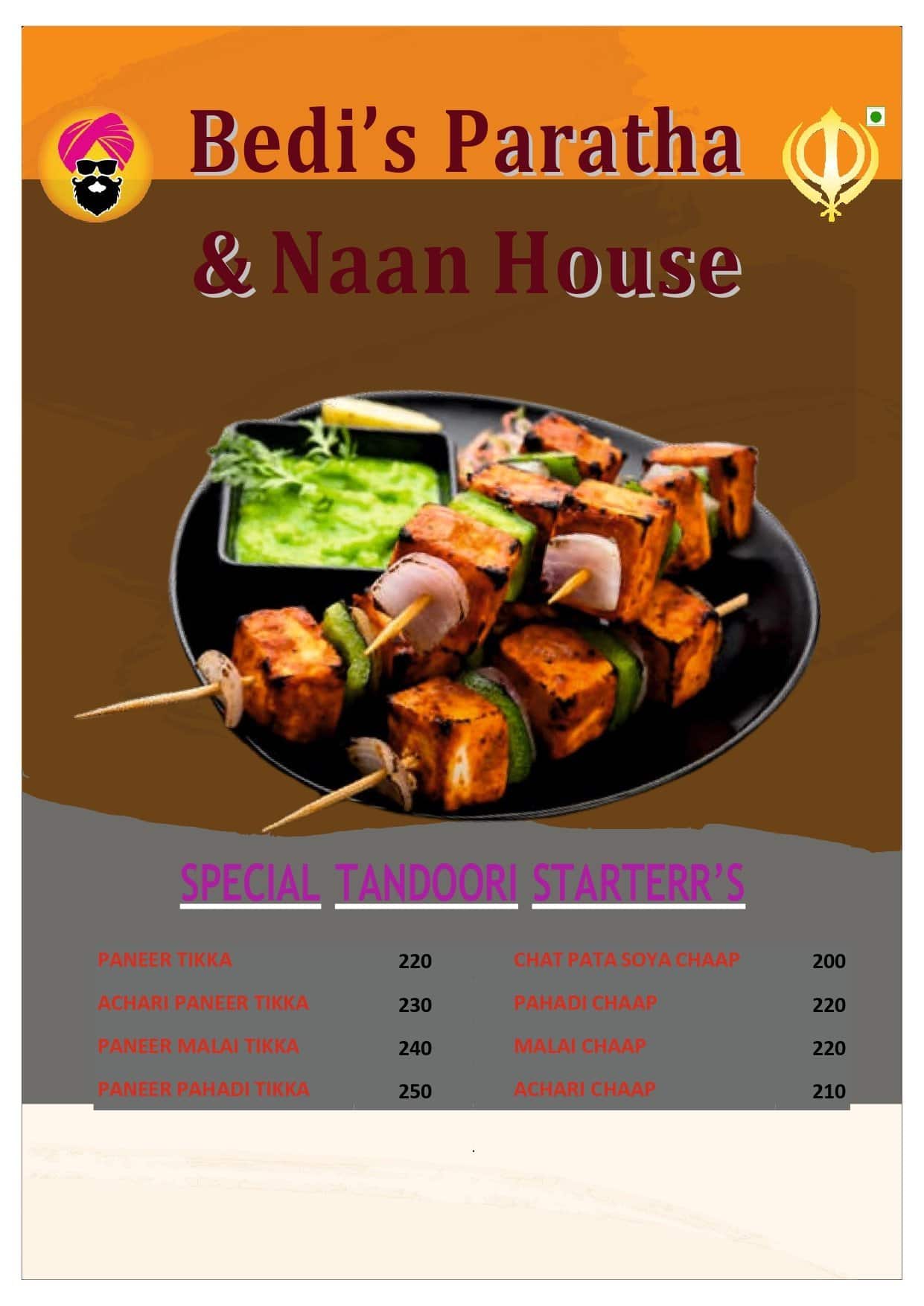 Menu of Bedi's Paratha & Naan House, Undri, Pune