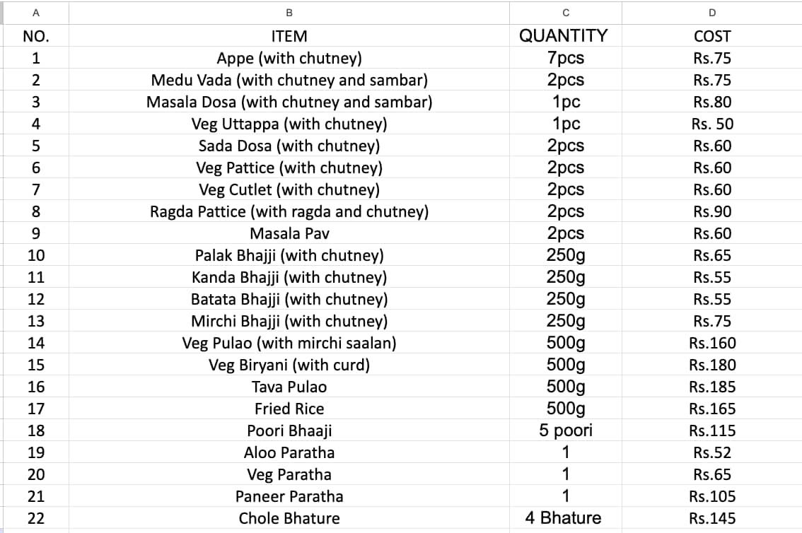 Menu of Desi Flavours, Mulund East, Mumbai