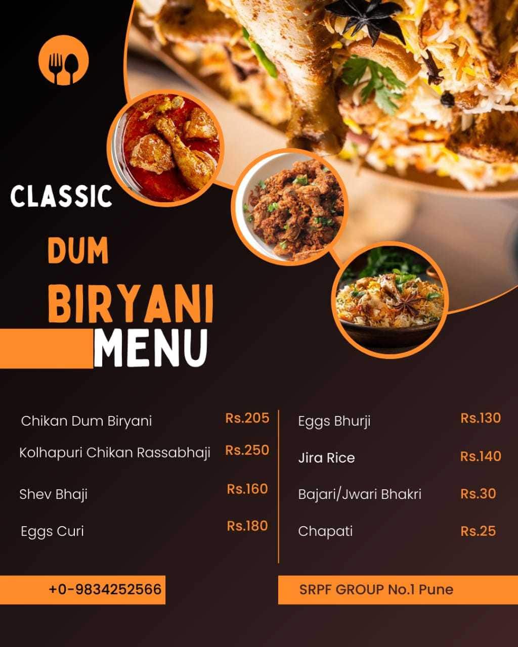 Menu of Classic Dum Biryani, Wanowrie, Pune
