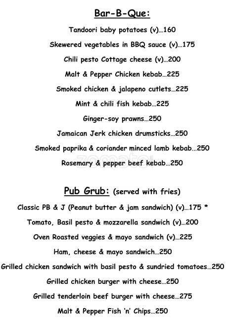 Menu at Malt and Pepper, Mumbai