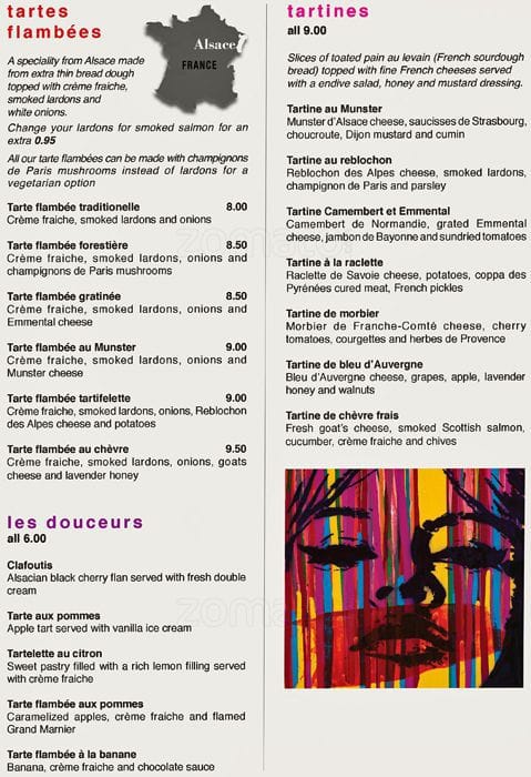 Menu at The French House pub & bar, London, 52 Lordship Ln