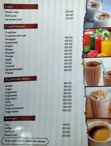 Menu at Gharana Food Court, Secunderabad