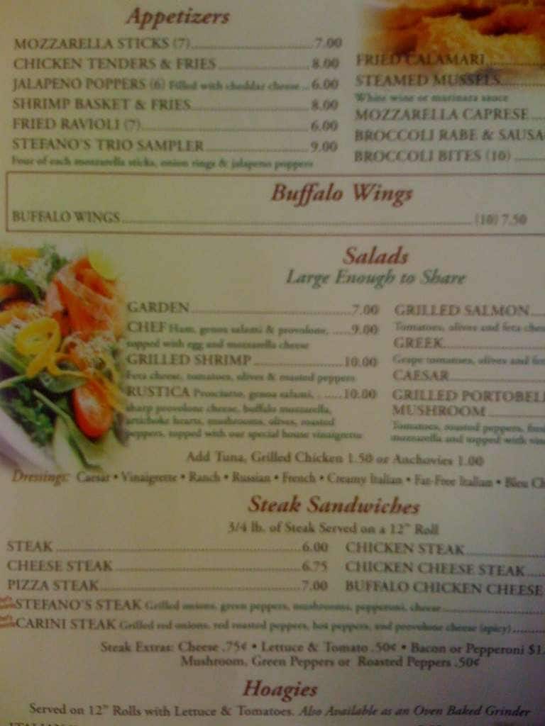 Stefano's Ristorante & Pizza Menu - Urbanspoon/Zomato