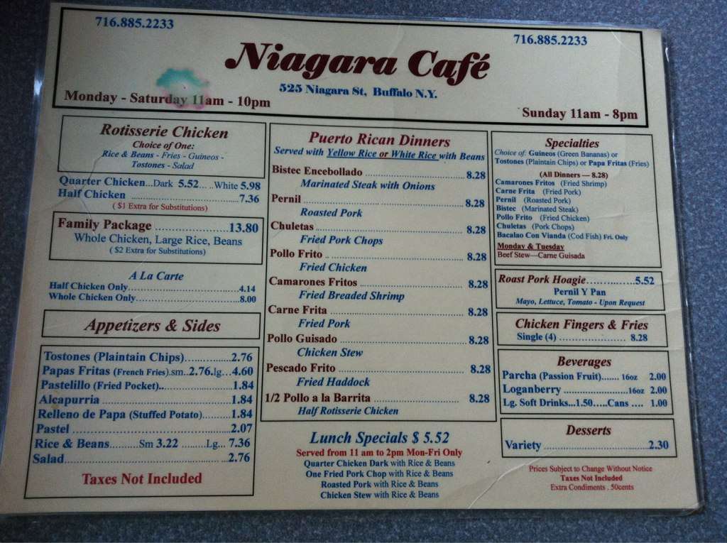 Niagara Cafe, Central, Buffalo - Urbanspoon/Zomato