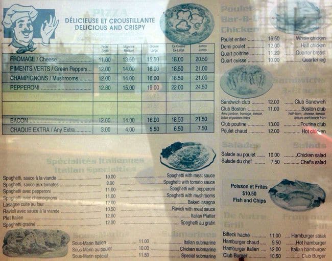 Menu at Pizza Milano pizzeria, Gatineau, 539 Ave. de Buckingham