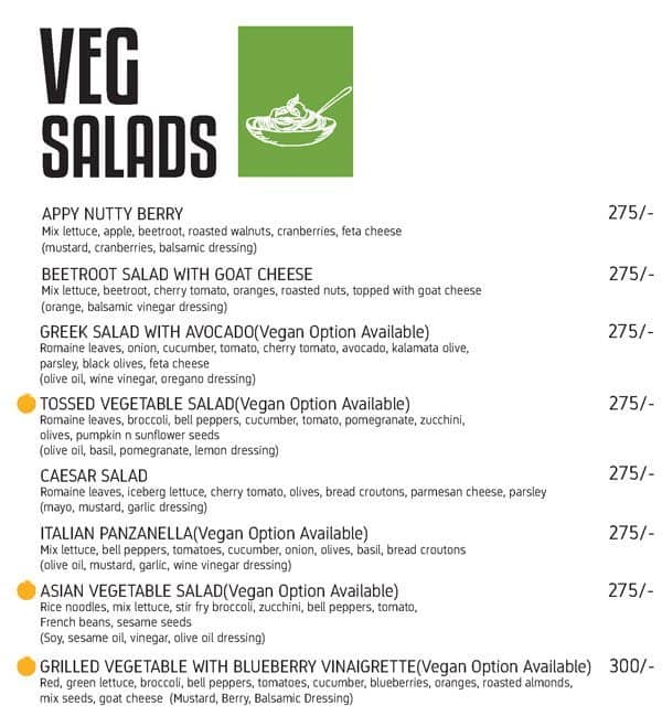The Salad Story Menu, Menu for The Salad Story, Greater Kailash 1 (GK1 ...