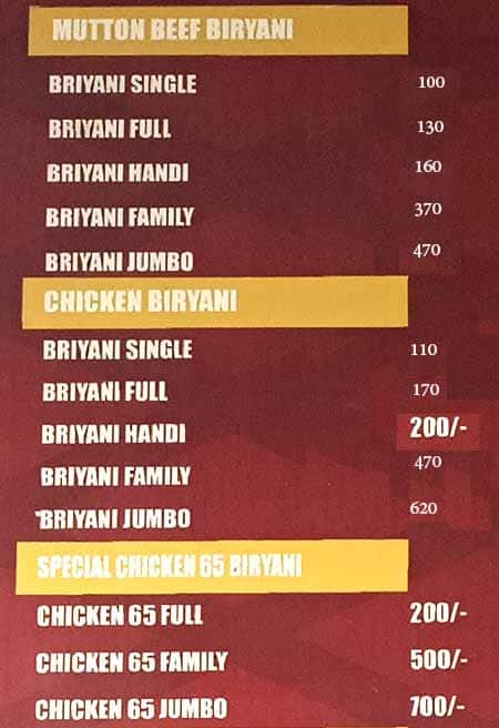 Menu at Masha Allah Mandi, Hyderabad, 8FXV+W9M