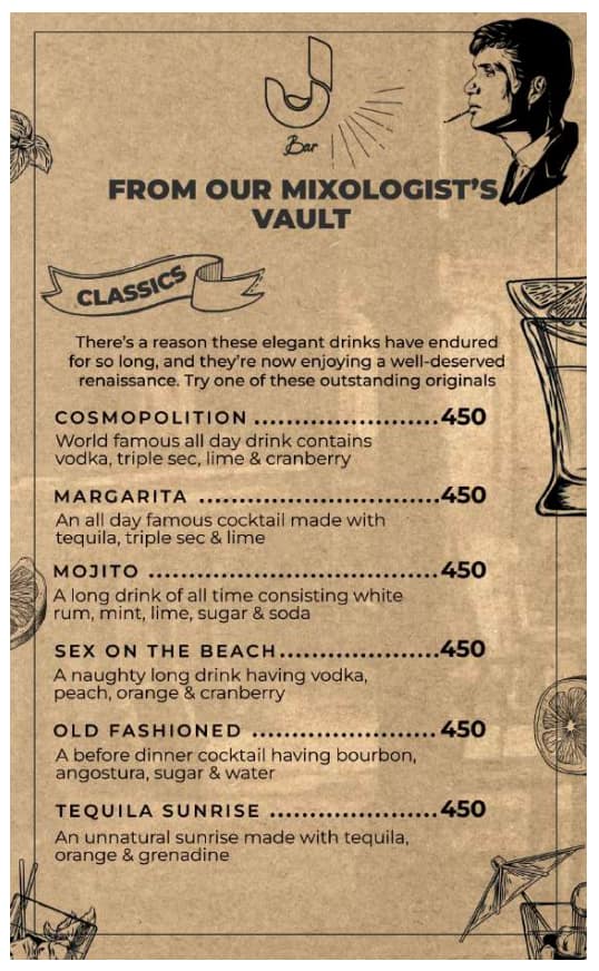 Menu of J Club, Madhavaram, Chennai