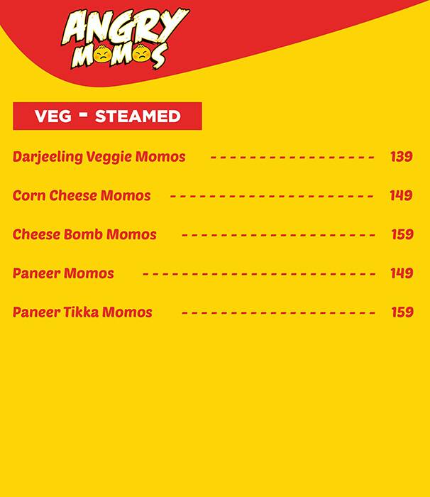 Menu of Angry Momo, Near Andheri East Station, Mumbai