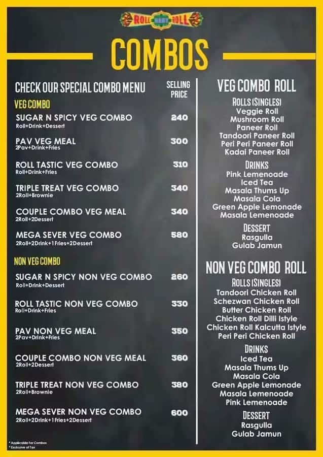 Menu of Roll Baby Roll, Meenambakkam, Chennai