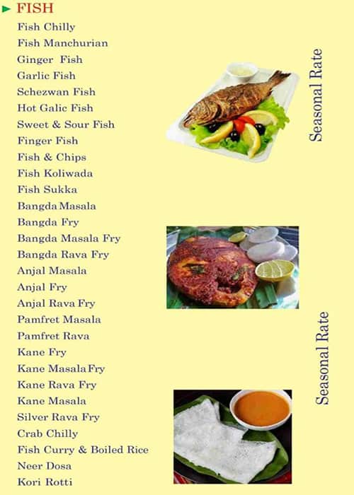 Menu at Samudra Bar & Restaurant, Bengaluru, Nagappa St