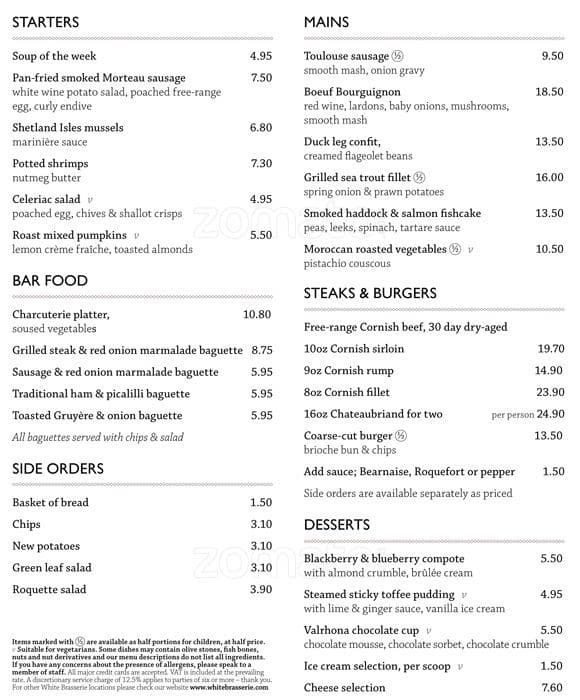 Menu at The Cricketers pub & bar, Cobham, Downside Common
