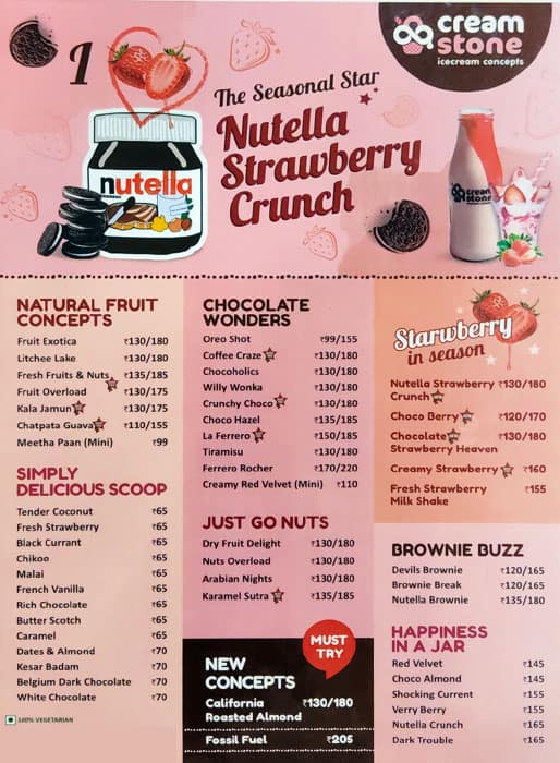 Menu at Cream Stone Ice Cream, Pune
