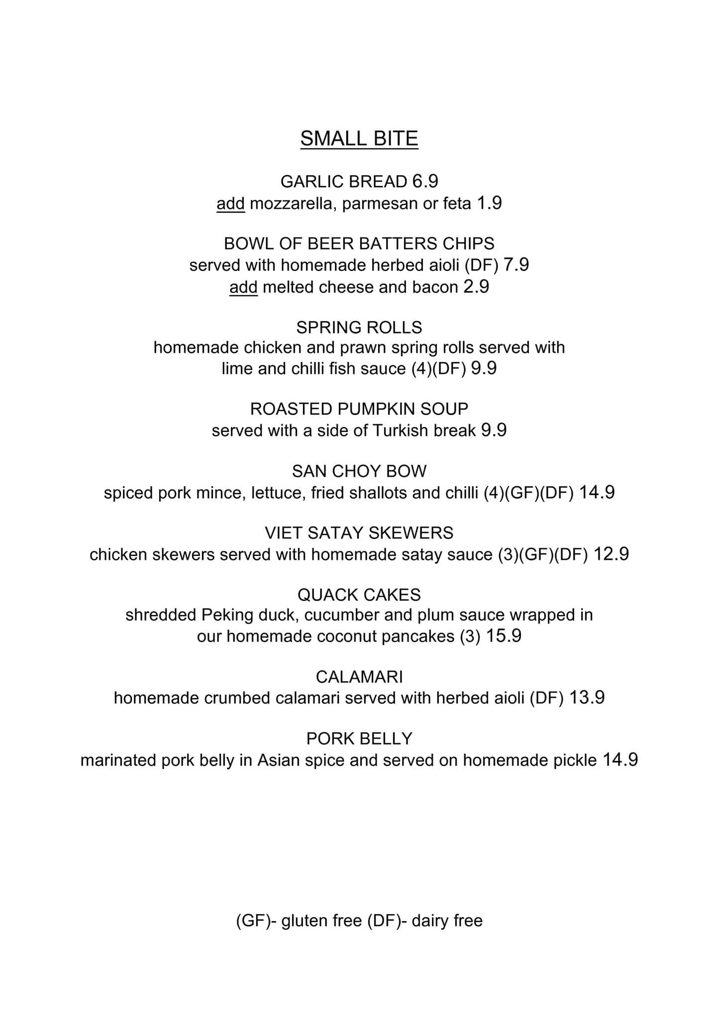 Menu at Six Degrees Cafe, Indooroopilly