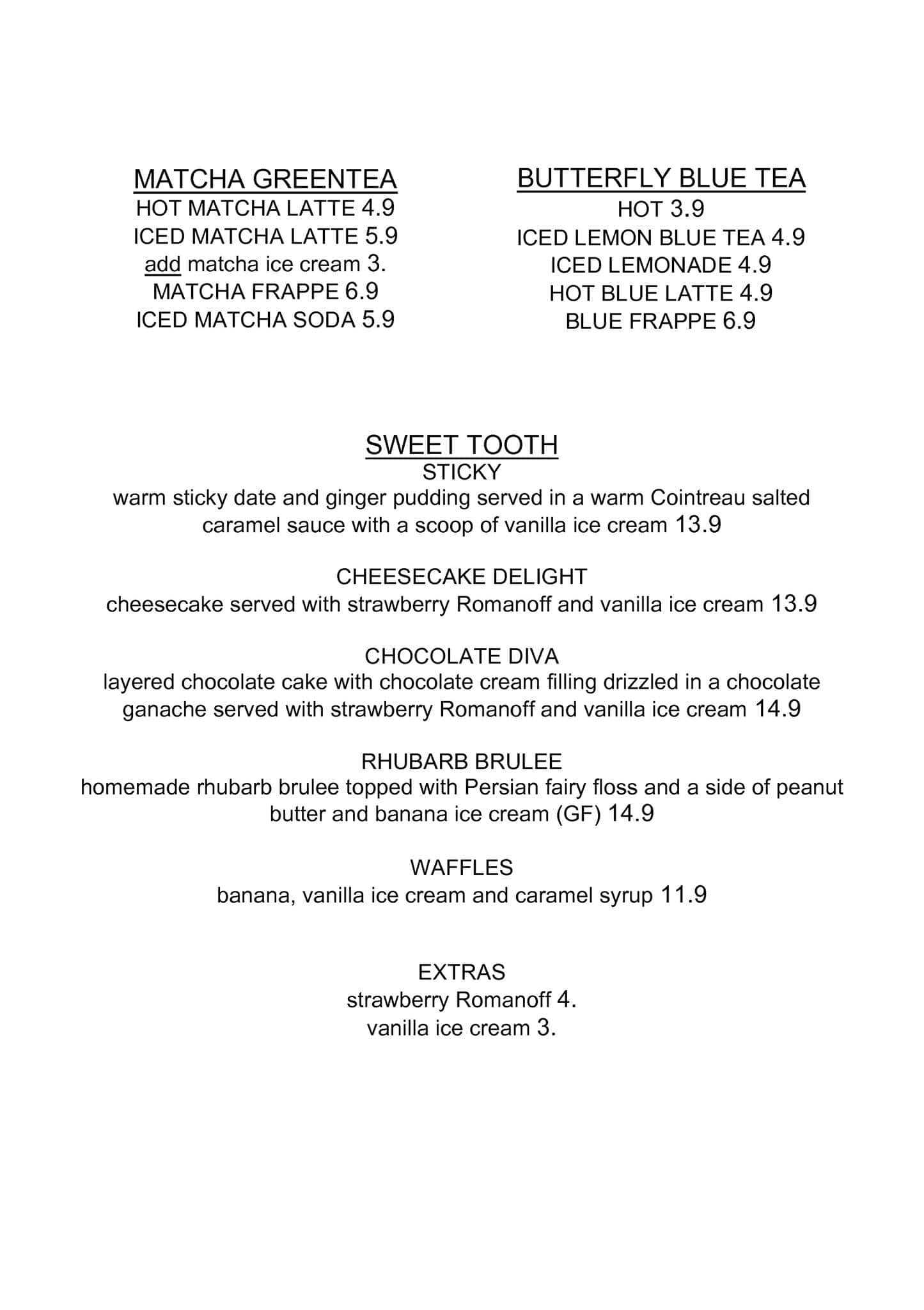 Menu at Six Degrees Cafe, Indooroopilly