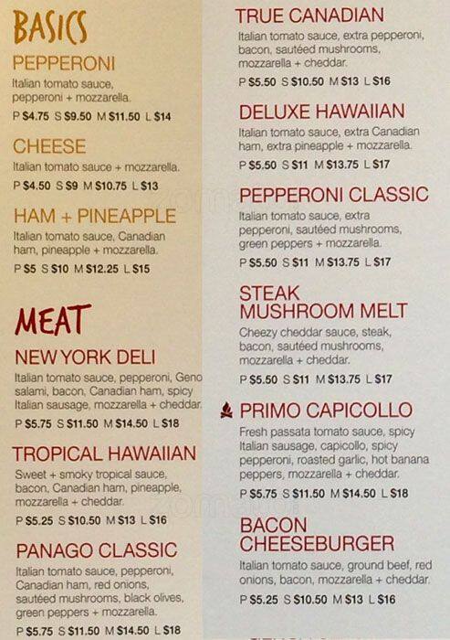Menu at Panago Pizza, Surrey, 24 Ave