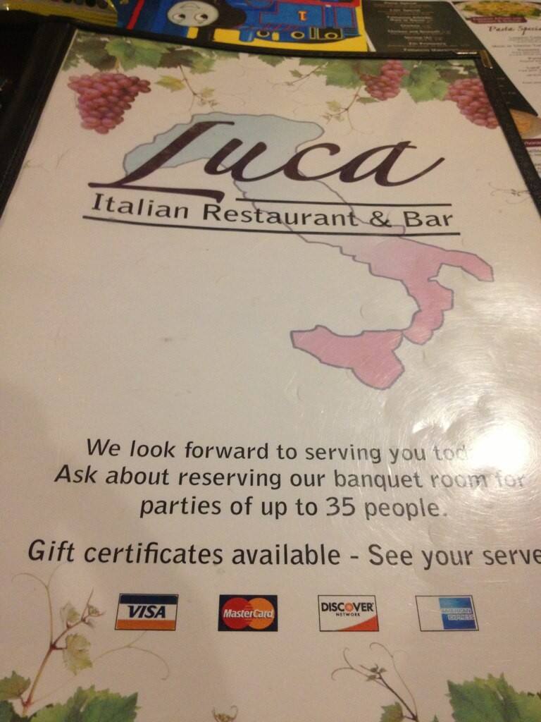 Luca Italian Restaurant Menu, Menu for Luca Italian Restaurant, Prince ...