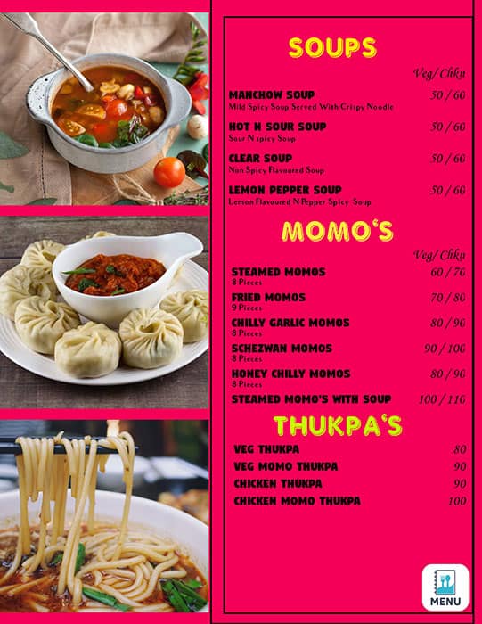 Menu of Momos Corner, Bommanahalli, Bangalore