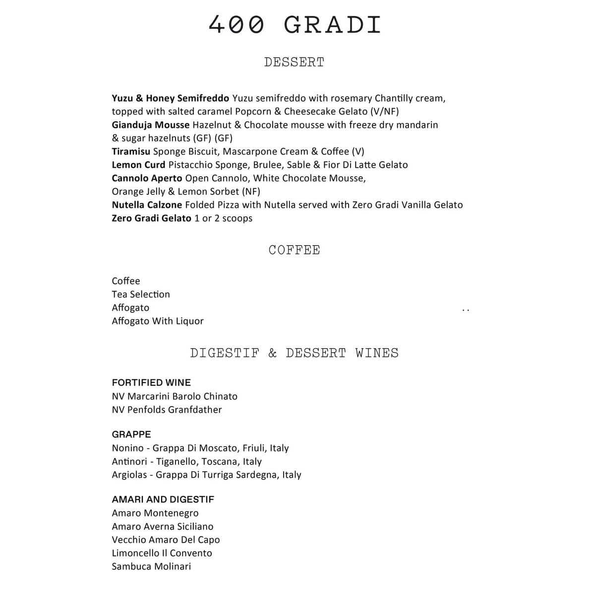 400 Gradi Menu, Menu for 400 Gradi, Norwood, Adelaide - Urbanspoon/Zomato
