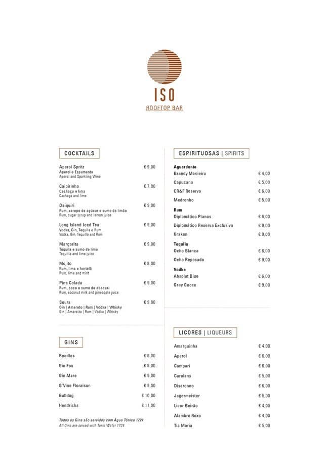 Menu at Go A Lisboa Rooftop - Restaurant & Bar, Lisbon