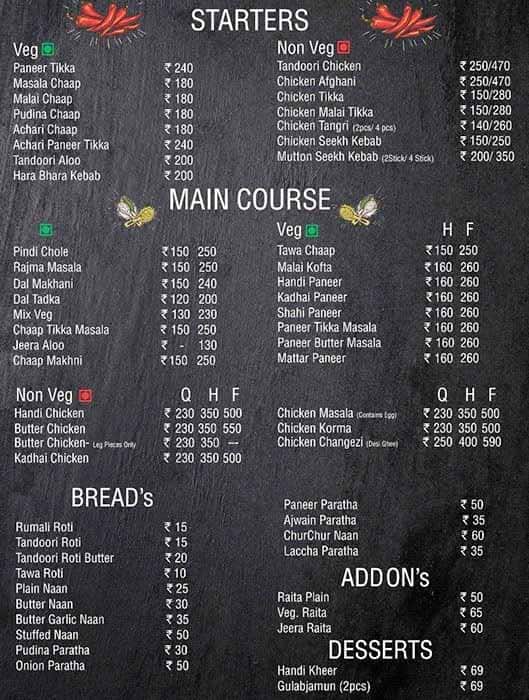 Menu at Zero Point One, Noida, A 67