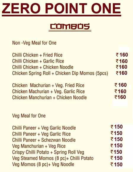 Menu at Zero Point One, Noida, A 67