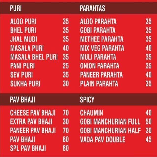 Menu of Kolkata Chats And Pani Puri, Yelahanka, Bangalore