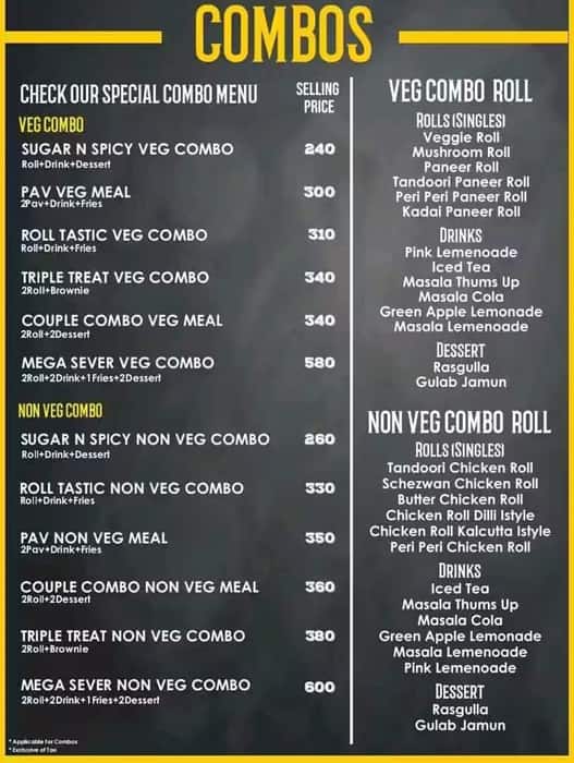 Menu of Roll Baby Roll, Kanathur, Chennai