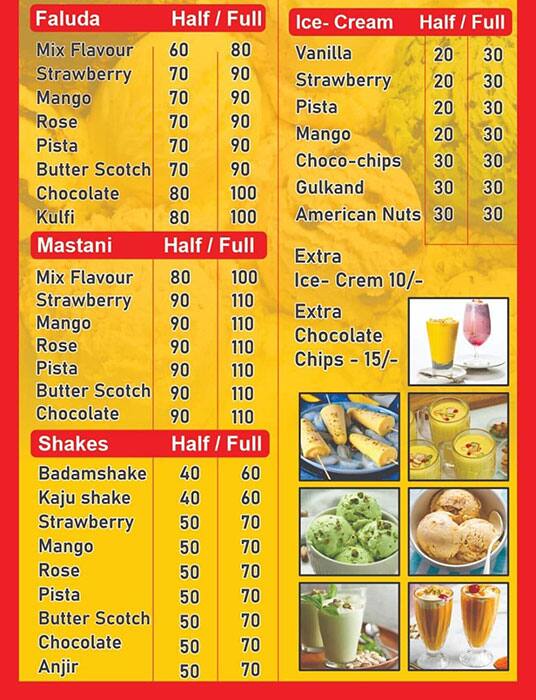 Menu of World Of Faluda, Wakad, Pune