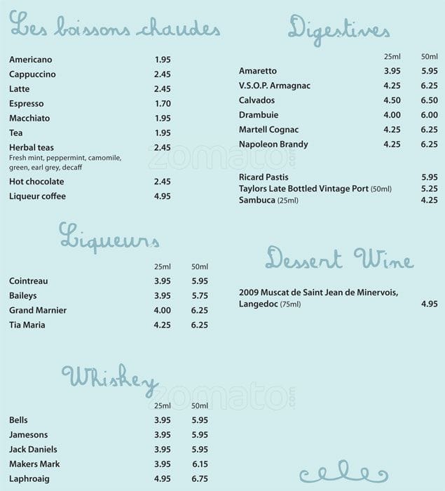 Menu at The French Cafe, London, 16-18 Ritherdon Rd