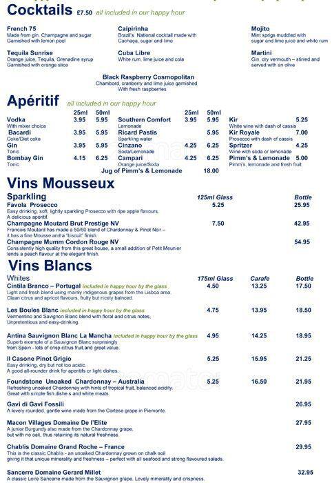 Menu at The French Cafe, London, 16-18 Ritherdon Rd