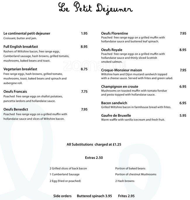 Menu at The French Cafe, London, 16-18 Ritherdon Rd