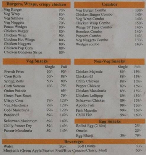 Menu at Delicious Corner, Hyderabad